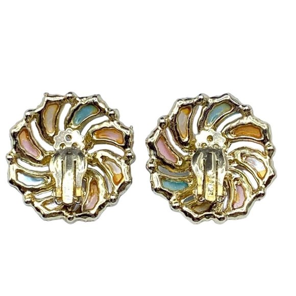 Leru | Jewelry | Vintage Leru Aurora Borealis Ab Clipon Earrings Pastel ...